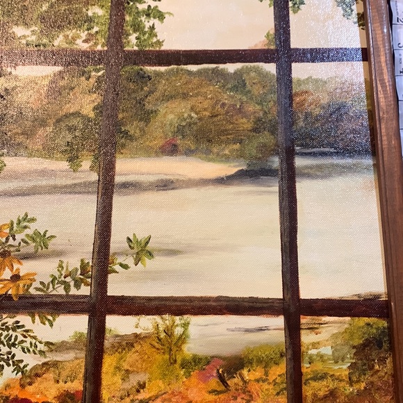 Wall Decor | 14x18in Peering Out The Window Oil Painting Hard Canvas ...